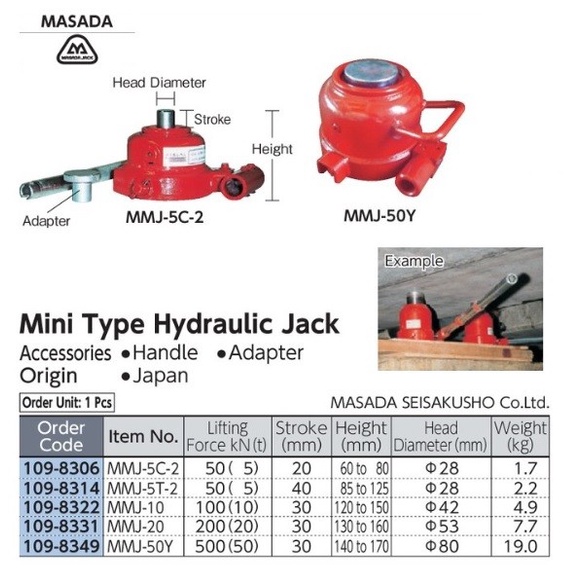 Jual New Mini Type Hydraulic Jack 5 Ton Masada Mmj-5C-2 Terbatas | Shopee Indonesia