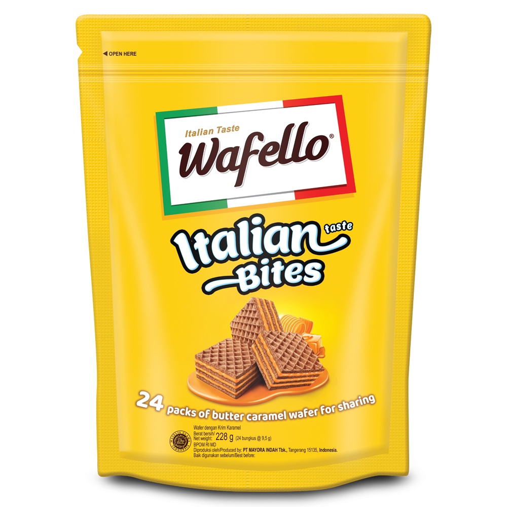 Jual Wafello Italian Bites Wafer Karamel 228 g | Shopee Indonesia