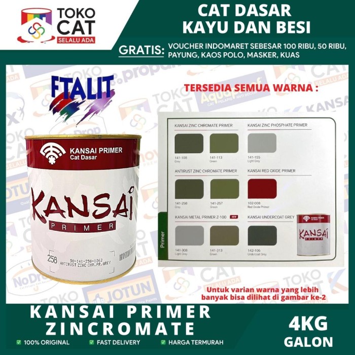 Jual Cat Dasar Kansai Zinc Chromate / Cat Anti Karat Warna GREY / GREEN ...