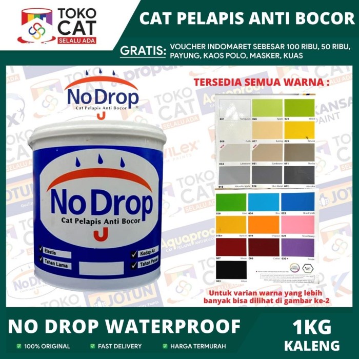 Jual NO DROP 1 KG KALENG WARNA STANDAR CAT PELAPIS ANTI BOCOR NODROP // CAT PELAPIS ANTI BOCOR ...