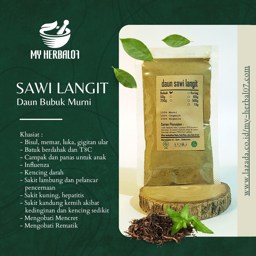 Jual Herbal Kesehatan Daun Sawi Langit Bubuk / Vernonia Cinerea 100 ...