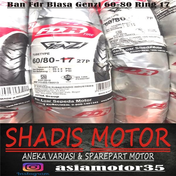 Jual Ban Fdr Biasa Genzi Ukuran 60/80 Ring 17 Ban Motor Tubetype | Shopee Indonesia