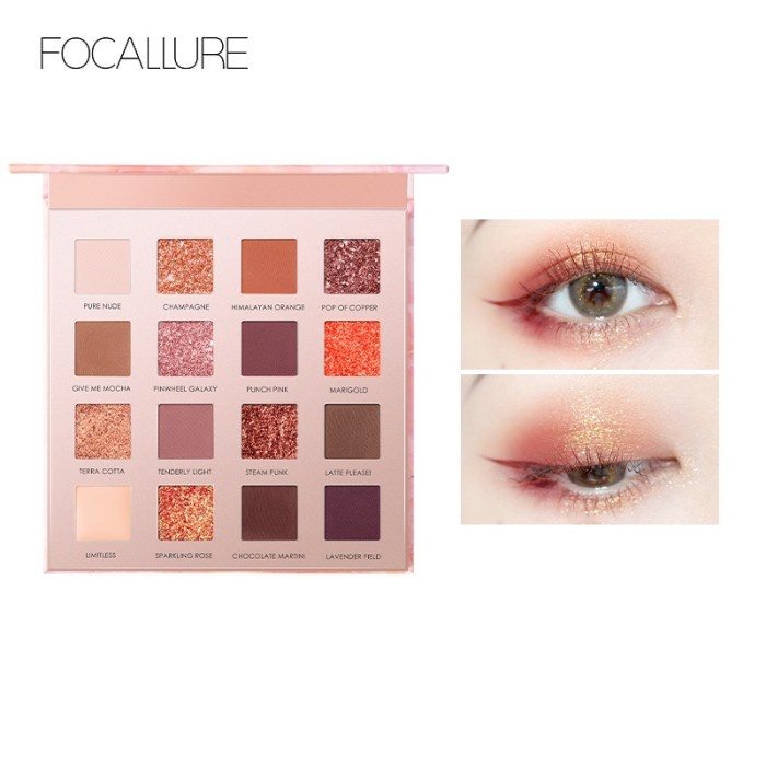 Jual Focallure 16 Colors Sunrise Glitter Eyeshadow Palette | Shopee ...