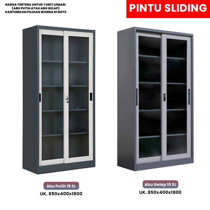 Jual LEMARI ARSIP BESI SLIDING KACA 2 PINTU LEMARI ARSIP KANTOR | Shopee Indonesia