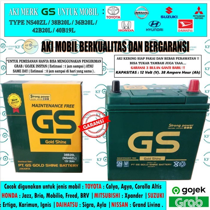 Jual Asli Aki Mobil Suzuki Ertiga, Ignis, Karimun, Baleno Ns40Zl Gs Mf | Shopee Indonesia