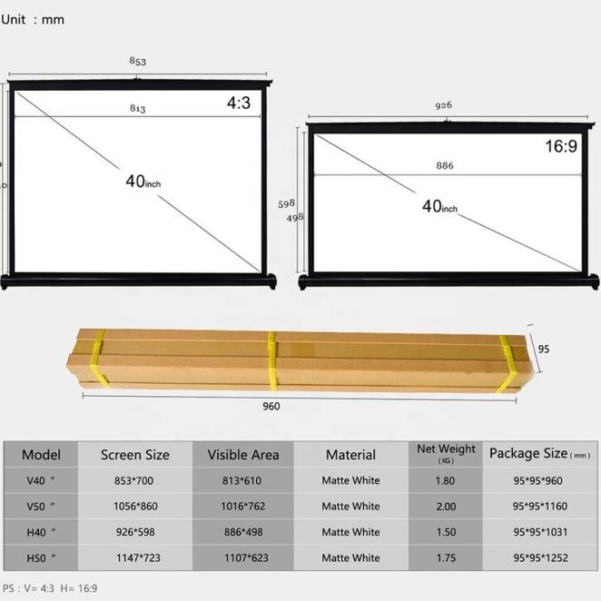 Jual Layar Proyektor Lipat 40 Inch | Table Screen Projector 40 ...
