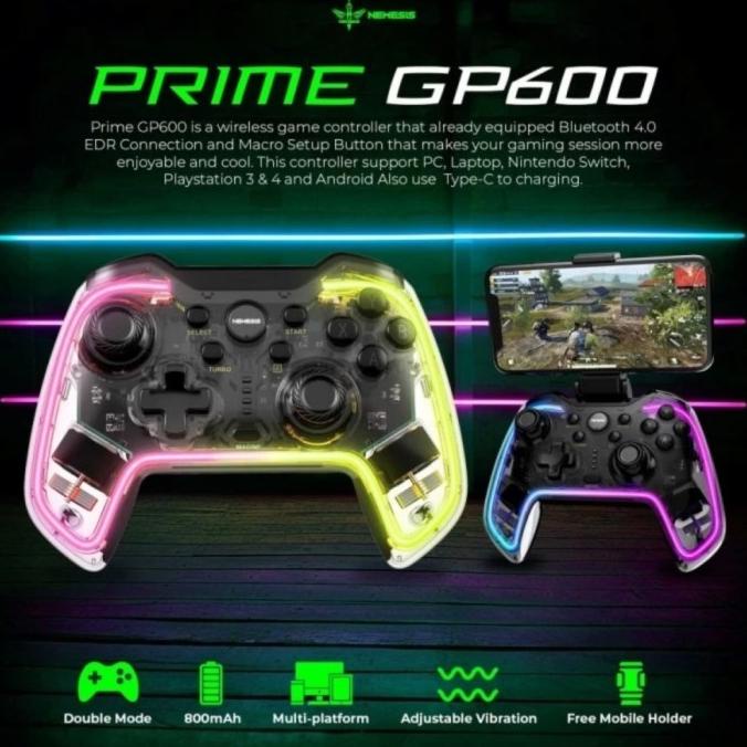 Jual Game Pad Nyk Prime Gp-600 Bluetooth Dual Mode Rgb With Holder ...