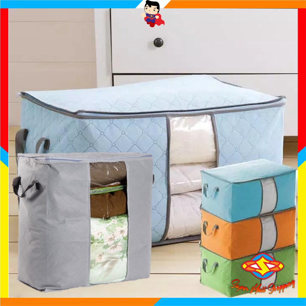 Jual SMS Tempat Penyimpanan Bed Cover Bamboo Storage Box Organizer Bag ...