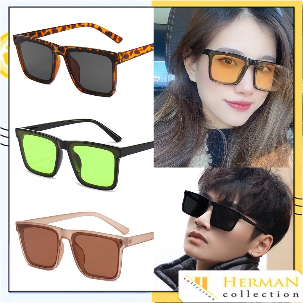 Jual HC Kacamata Hitam 6638 Kaca Mata Pria Wanita Bentuk Kotak Korean ...