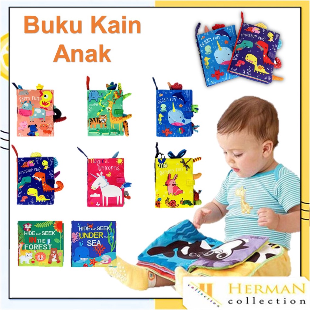 Jual HC Buku Kain Anak Mainan Softbook Baby Touch 3D Cloth Book With ...