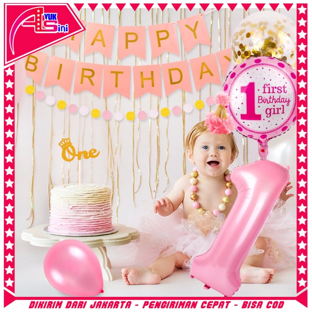Jual Banner Happy Birthday Warna Warni Backdrop Pesta Bendera Bunting ...