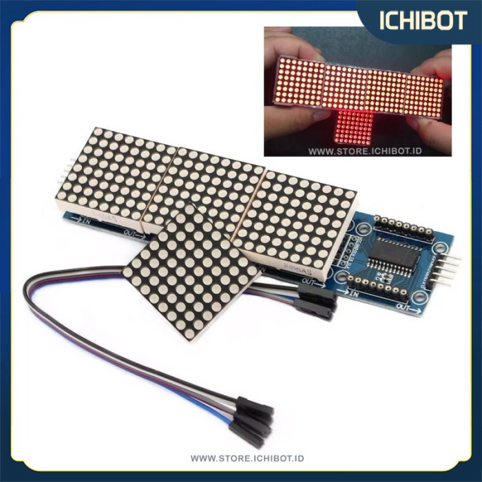 Jual Modul 4 Dot Matrix driver MAX7219 Led Merah | Shopee Indonesia