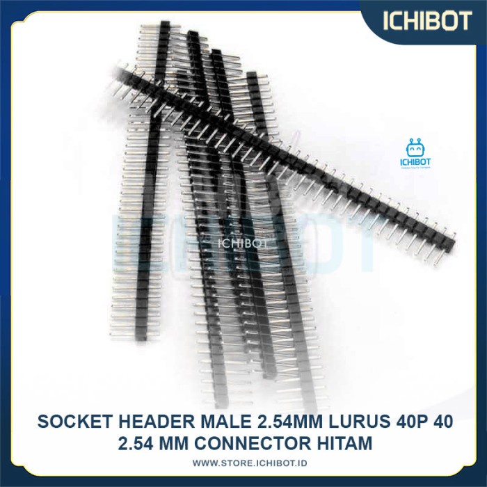 Jual Socket Header Male 2.54mm Lurus 40P 40 2.54 mm Connector Hitam ...