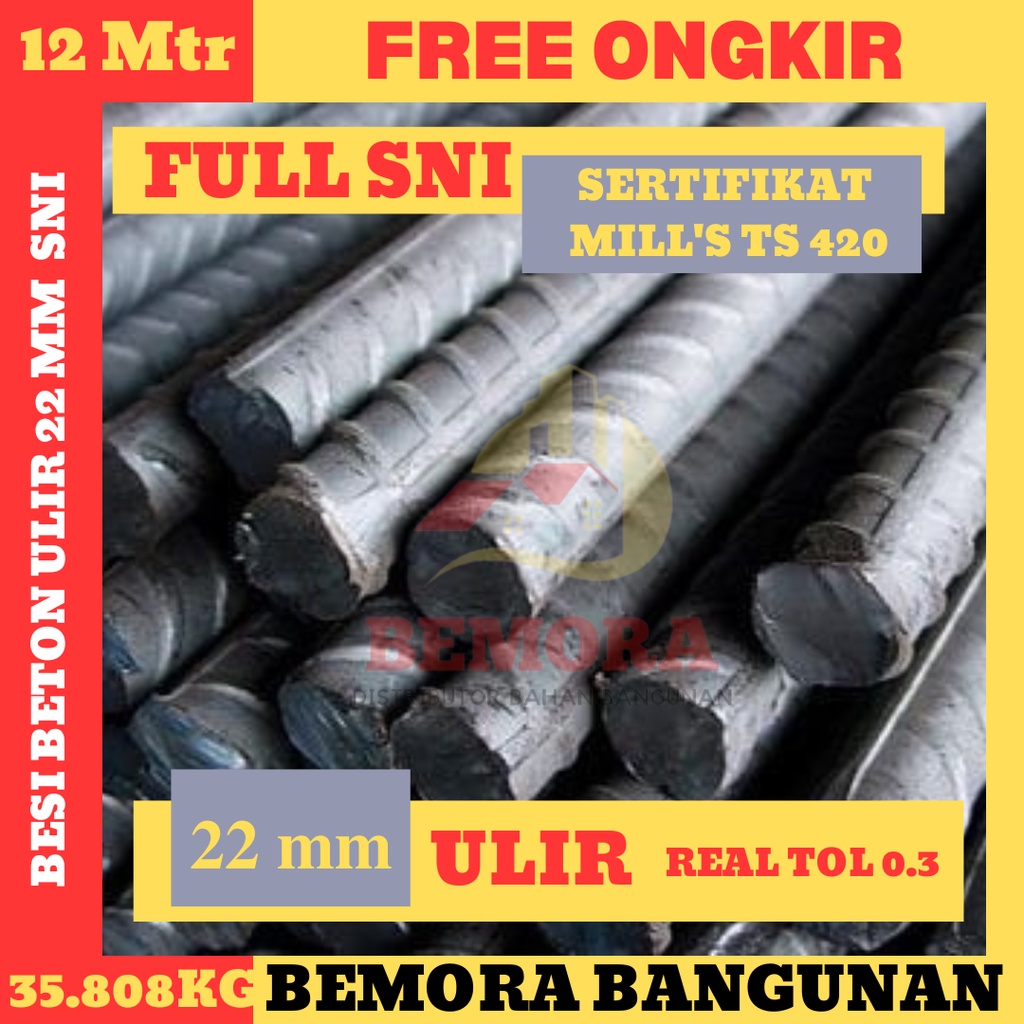 Jual Besi Ulir 22 mm Full SNI Sertifikat TS420 0.3(HargaGrosir ...