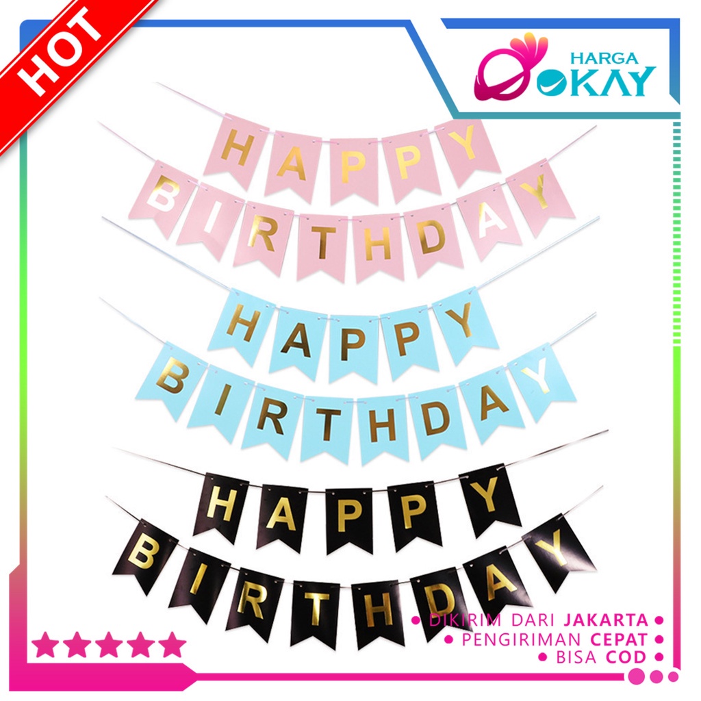 Jual HO Happy Birthday Warna Warni Bendera Bunting Ultah Segilima ...