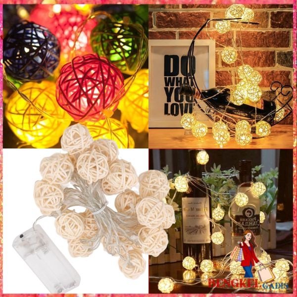 Jual BG Tumbler Lampu Bola Rotan 2Mtr Tali String Bola Takraw Hias ...