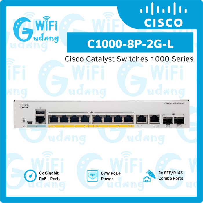 Jual Cisco Catalyst 1000 Series Switch C1000-8P-2G-L | Shopee Indonesia