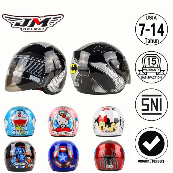 Jual Helm Anak SNI 7 8 9 10 11 12 13 14 Tahun Half Face Motif Karakter ...