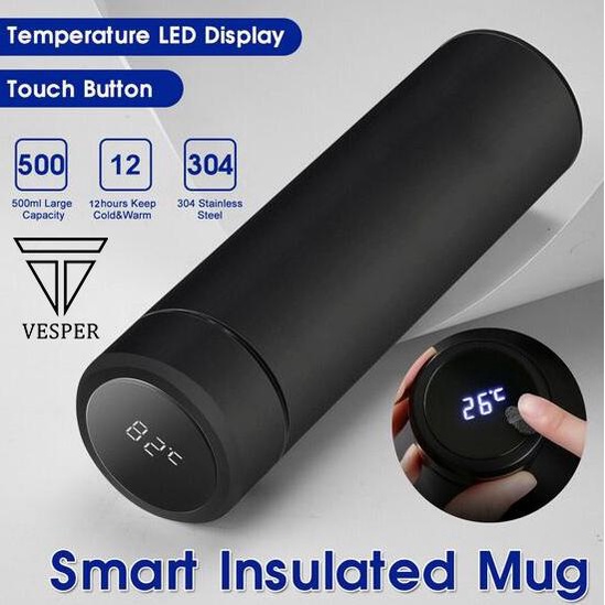 Jual tumbler thermos stainless smart temperature LED cup / termos ...