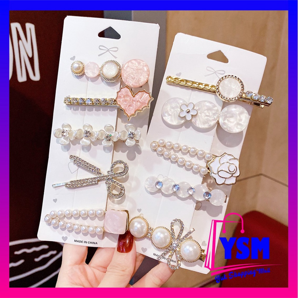 Jual YSM Jepit Rambut Mutiara 5 IN 1 Jepitan Rambut Fashion Wanita ...