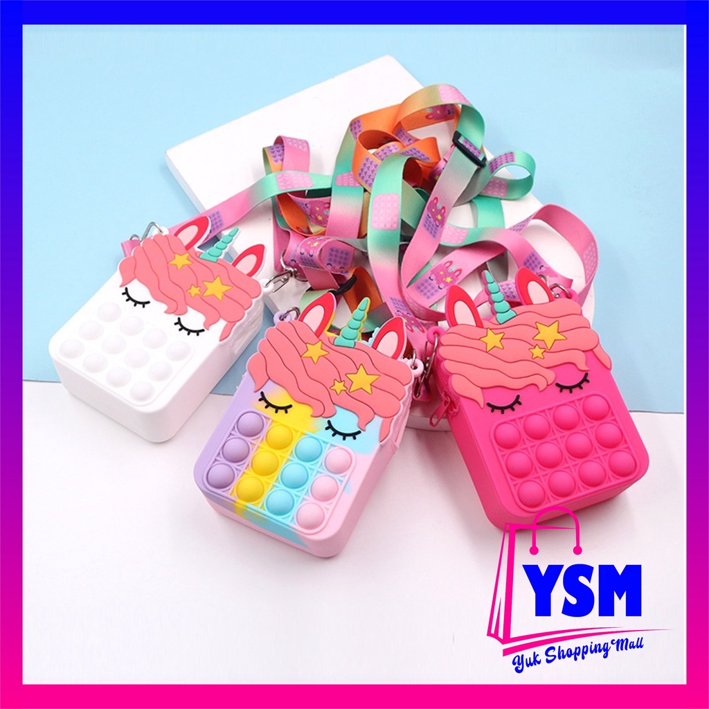 Jual YSM Tas Selempang Pop It Unicorn Bubble Fidget Push Toys Sling Bag ...