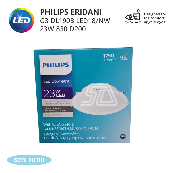 Jual Philips Downlight ERIDANI G3 DL190B LED18 D200 23W 840 WH SNI ...