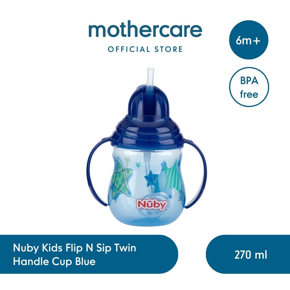 Jual Nuby Kids Flip N Sip Twin Handle Cup Blue - Botol Minum Anak (Biru) | Shopee Indonesia