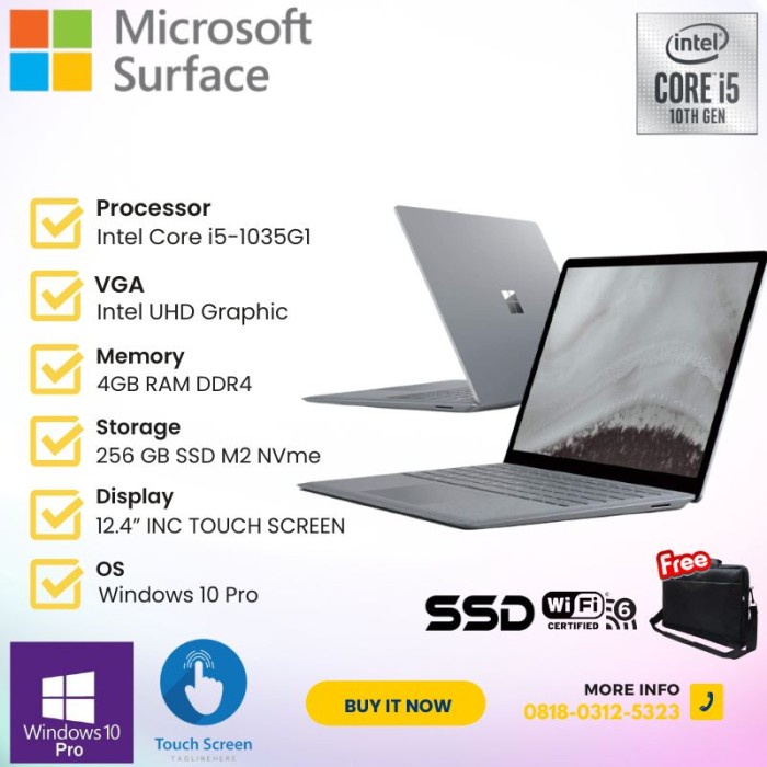 Jual Microsoft Surface Laptop Go I5-1035G1 256GB SSD 4GB TOUCH Win10 ...