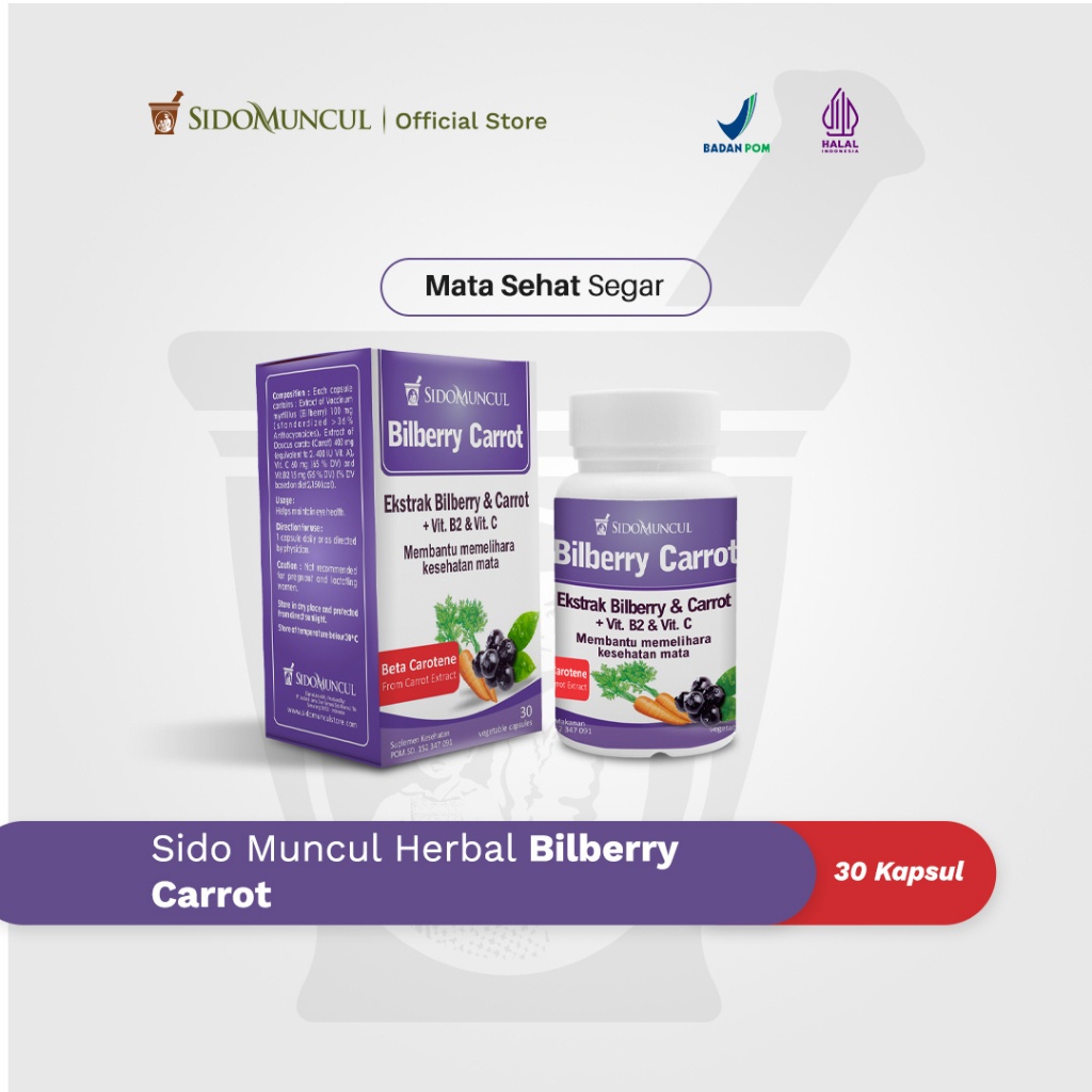 Jual Sido Muncul Natural Herbal Bilberry Carrot 30 Kapsul - Mata Sehat ...