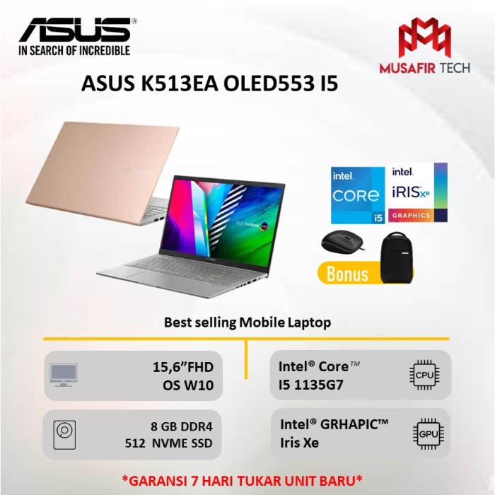Jual ASUS VIVOBOOK K513EA I5 1135G7 8GB 512SSD W11 OHS 15.6FHD OLED ...