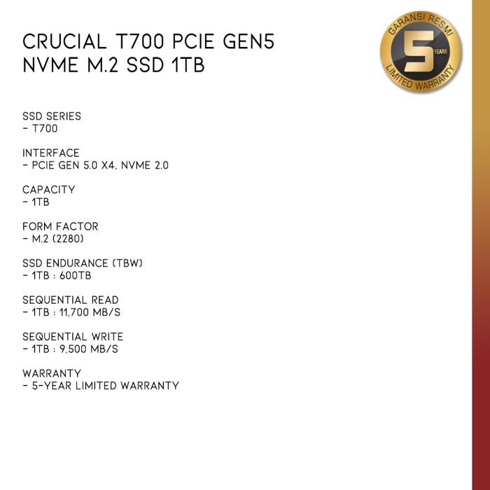Jual CRUCIAL T700 PCIE GEN5 NVME M.2 SSD | Shopee Indonesia
