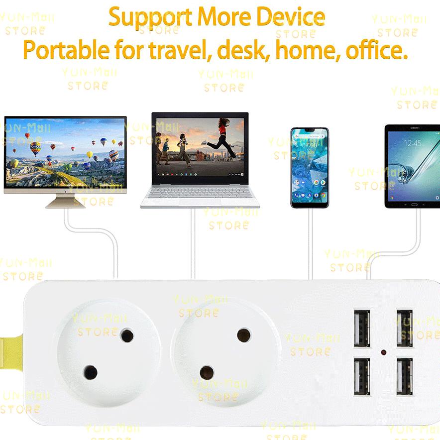Jual !! - Rainbow Home Portable Stop Kontak Travel - 4 Usb Port - Kabel ...