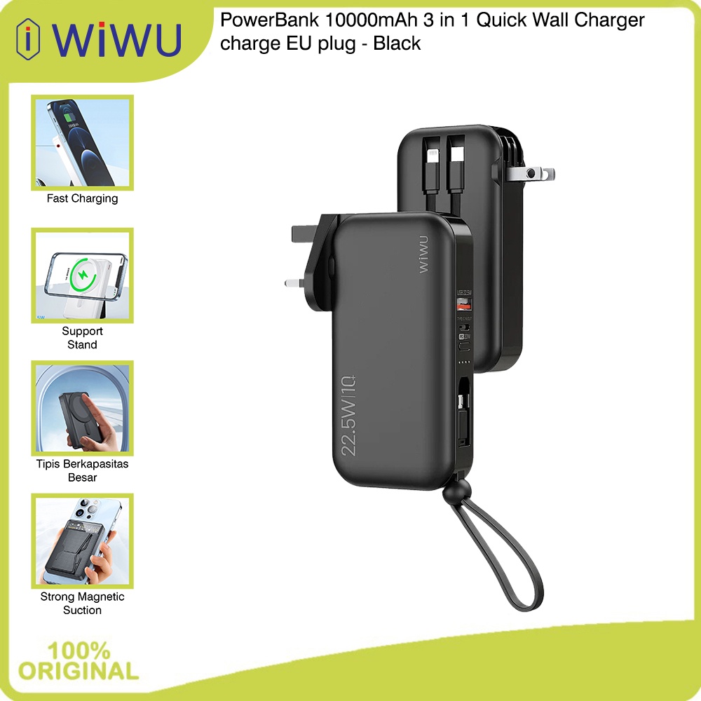 Jual World Adaptor Charger PowerBank 10000mAh Built-in Cable and Strap ...