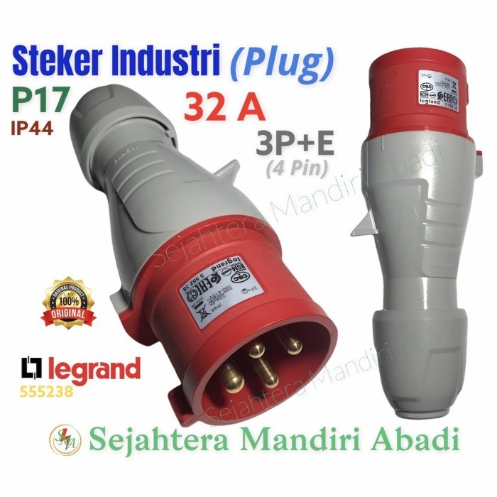 Jual MANTAPP Straight Plug P17 Legrand 32A 3P+E (4 Pin) 555238 Steker ...