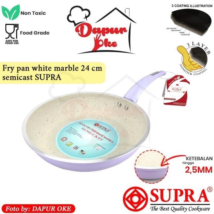 Jual Supra Fry Pan 24 cm White Marble Anti Lengket / Frying Pan ...
