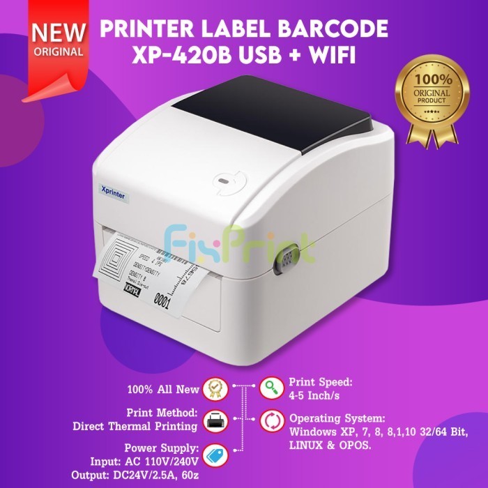 Jual Printer Barcode Thermal Xprinter Xp-420B / 420B Usb + Bluetooth ...