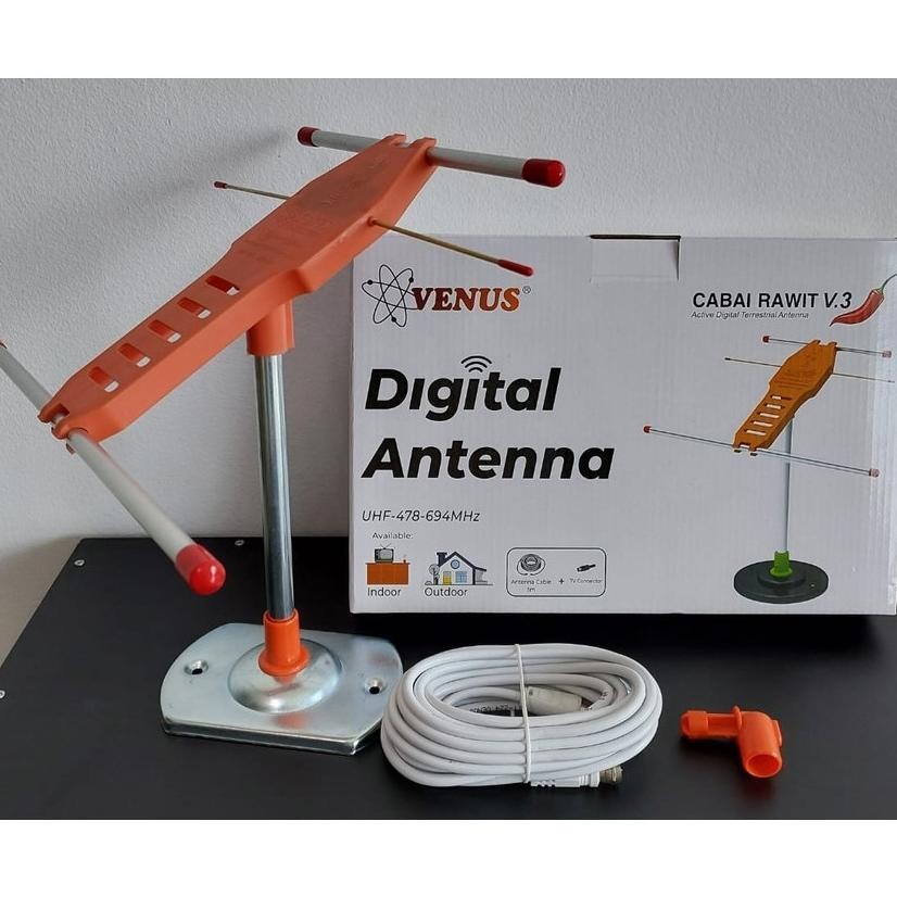 Jual Antena Tv Digital Indoor Outdoor Venus Cabai Rawit V3 Chip Baru ...