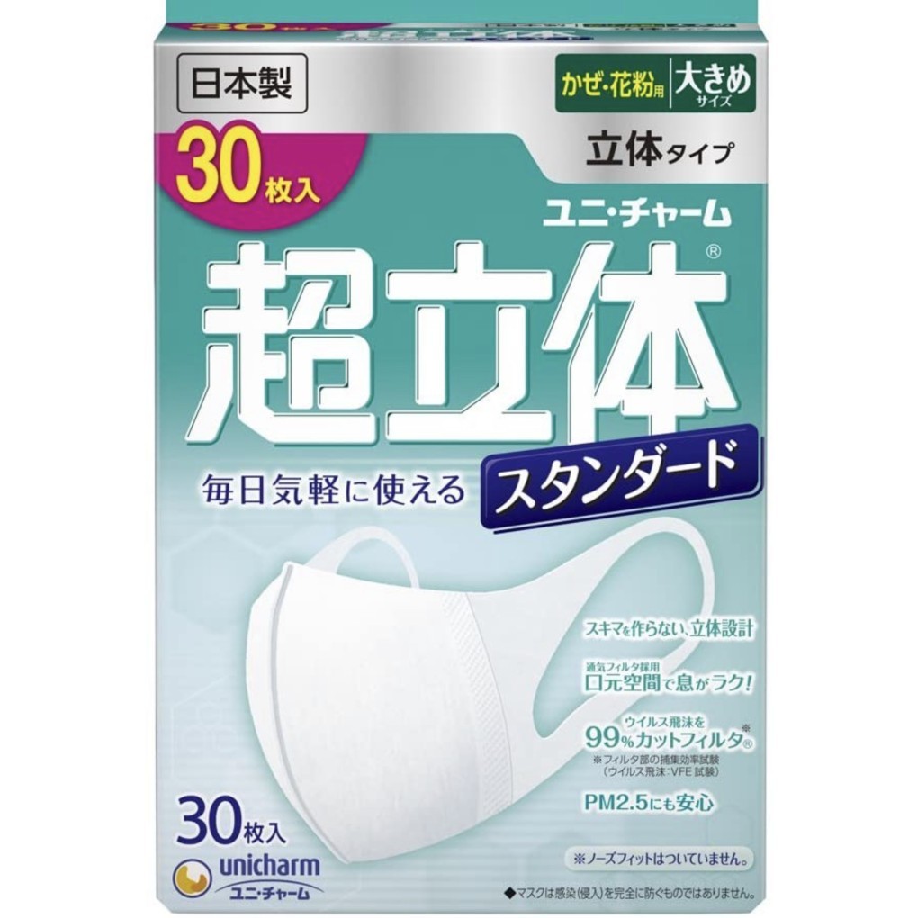 Jual Unicharm Mask Made in Japan Soft 3D type 30pcs White Large Size ...