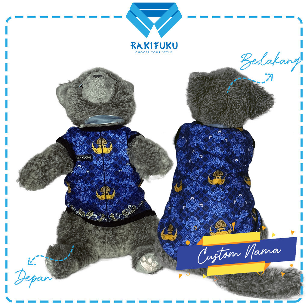 Jual Baju Kucing Lucu Murah Motif Korpri PNS Batik [BISA CUSTOM NAMA ...