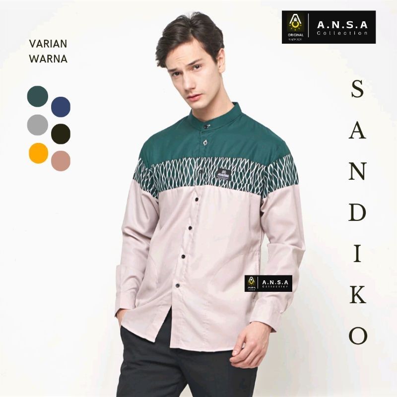 Jual Baju Koko Pria Muslim Dewasa Motif SANDIKO Lengan Panjang ...
