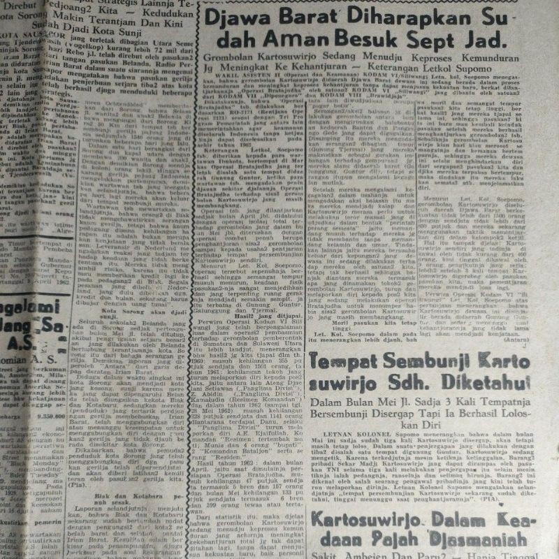 Jual Koran Suara Merdeka 2 Juni 1962 Headline Perburuan Kartosuwiryo ...