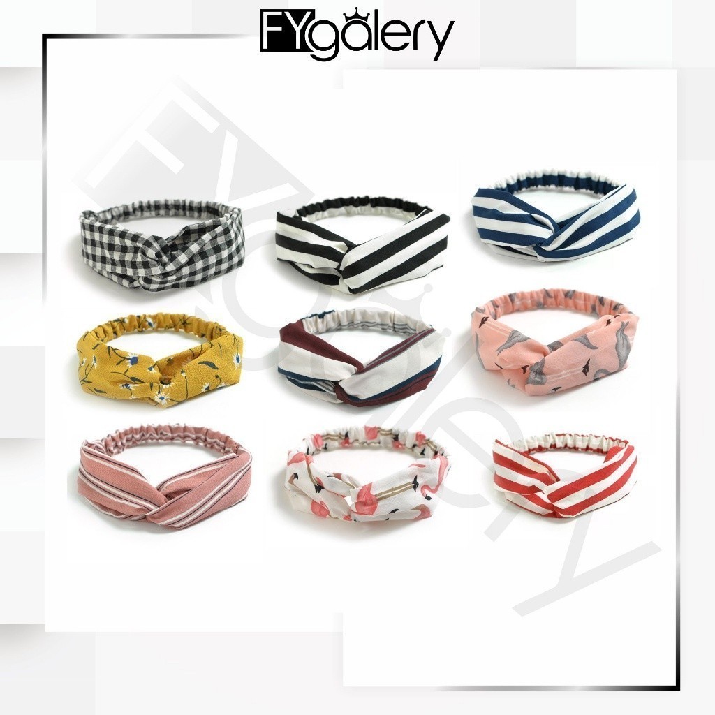 Jual FYGALERY Bando Motif Wanita Korea Headband Bandana Simpul Cewek ...