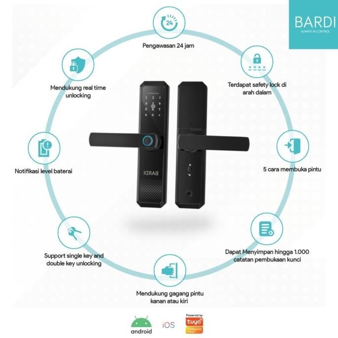 Jual BARDI Smart Door Lock with Handle RFID Fingerprint (Lite Version) | Shopee Indonesia