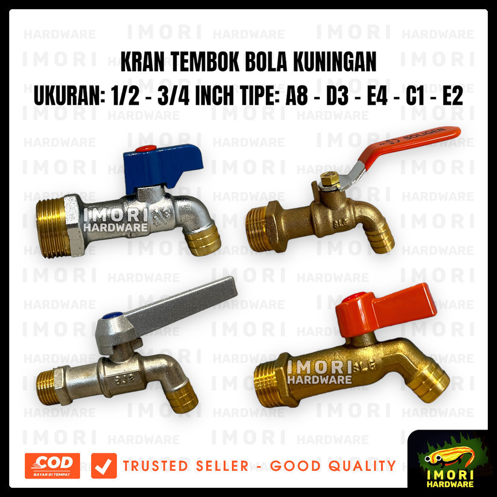 Jual SOLIGEN Kran Tembok Bola Kuningan 1/2 3/4" inch A8D3E4C1E2 Keran ...