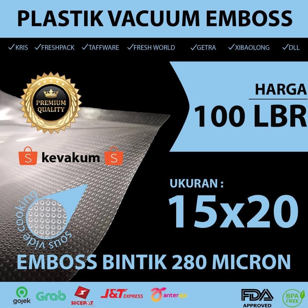 Jual TERDAHSYAT Plastik vacuum emboss 15X20 Isi 100 Plastic Vacum Embos ...