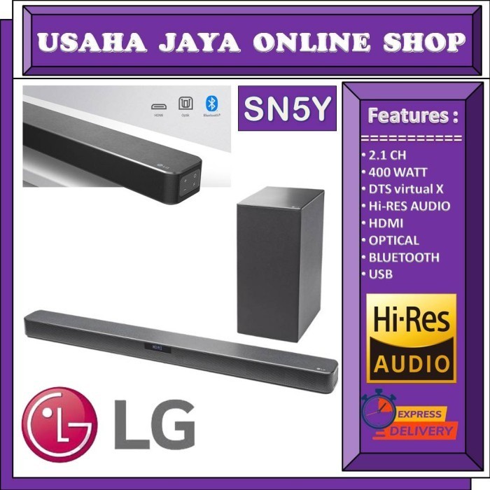 Jual LG SOUNDBAR SN5Y 2.1 CH 400 WATT HI-RES AUDIO LG SN5Y | Shopee ...
