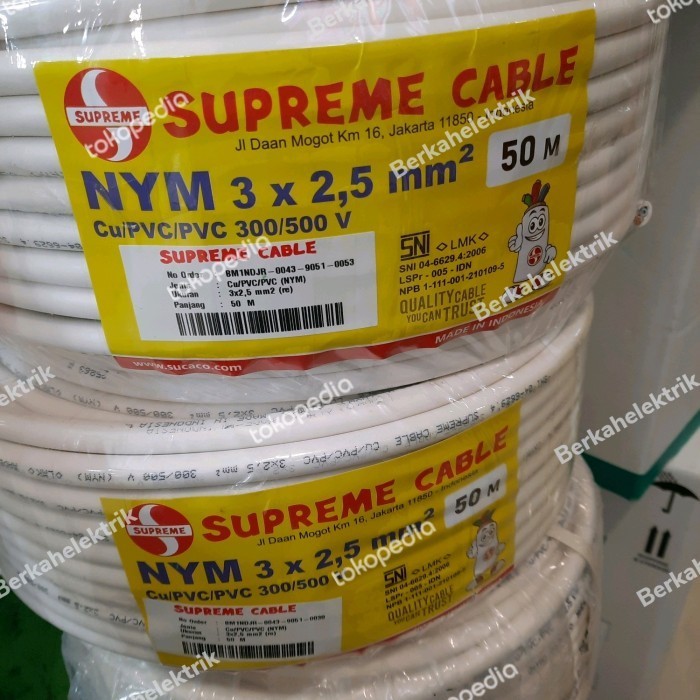 Jual kabel listrik nym 3x2.5 3x2,5 supreme 50m 50 meter | Shopee Indonesia