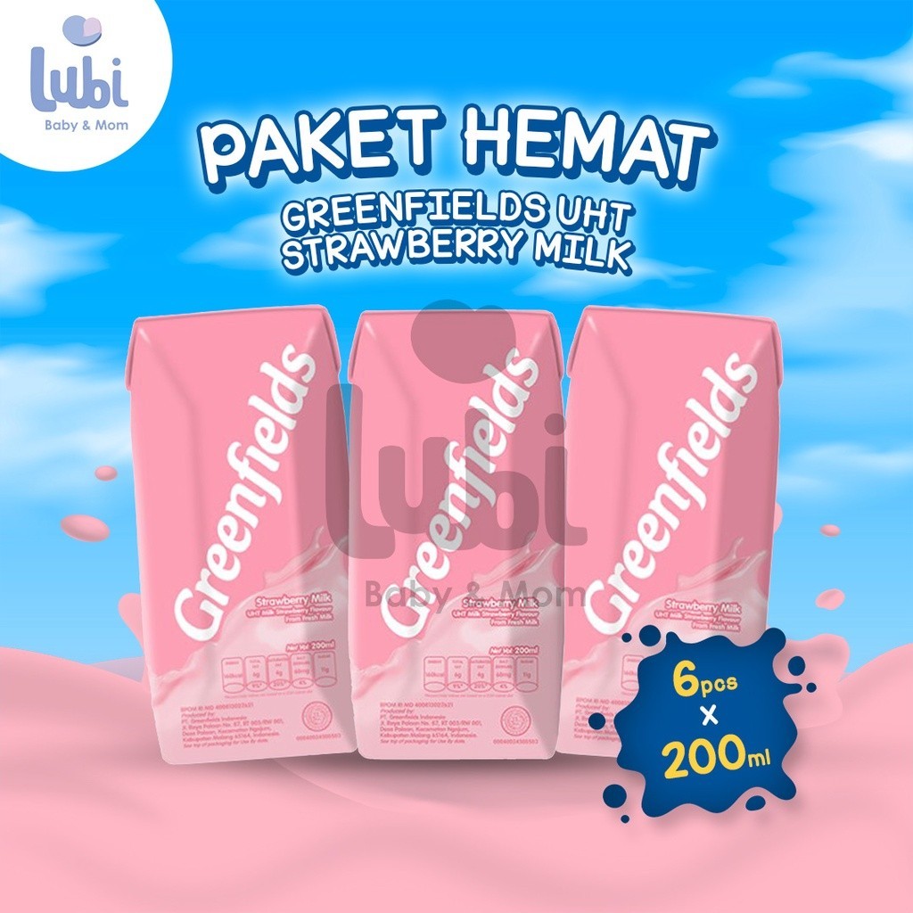 Jual GREENFIELDS UHT STRAWBERRY 200 ML (6 X 200 ML) | Shopee Indonesia
