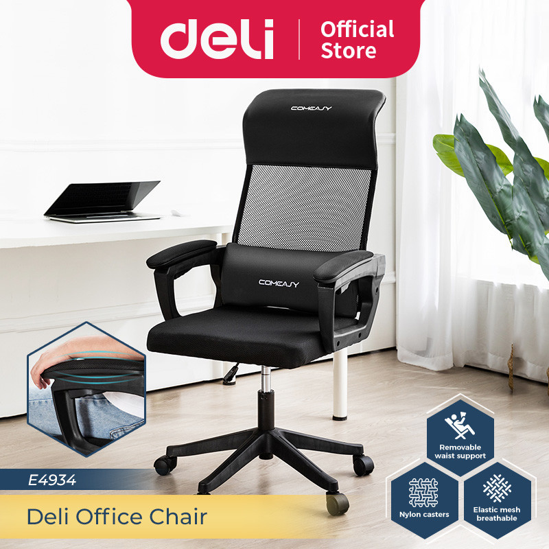 Jual Deli Office Chair / Kursi Kantor / Kursi Kerja Jaring Dengan Bantal Sandar E4934 | Shopee ...