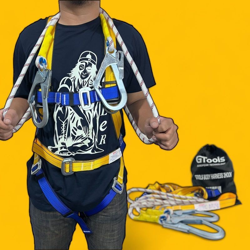 Jual GT34 GTOOLS full body harness absorber 2 double big hook besar dua sabuk safety proyek ...